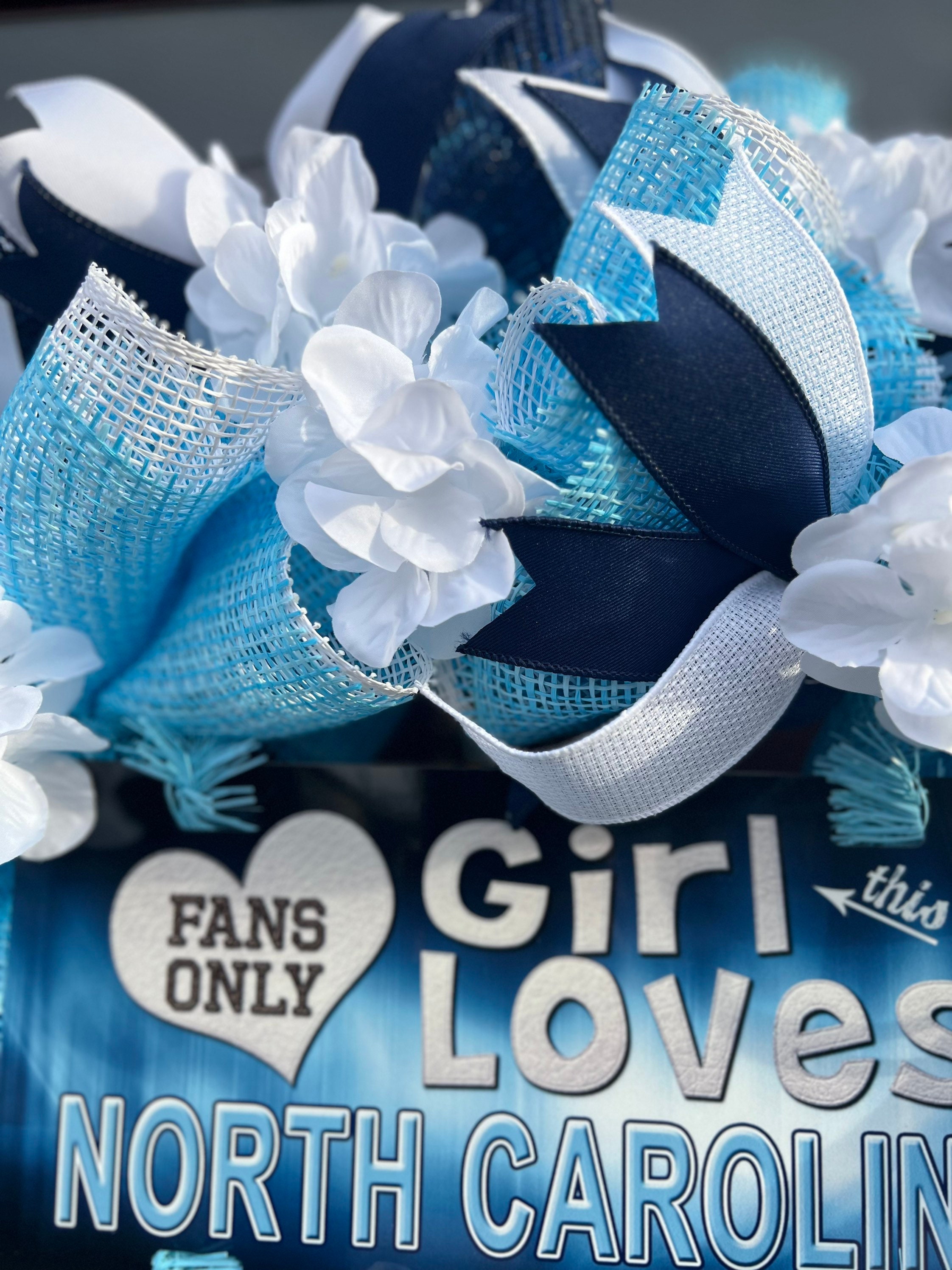 UNC Tarheels Deco Mesh Wreath - Etsy