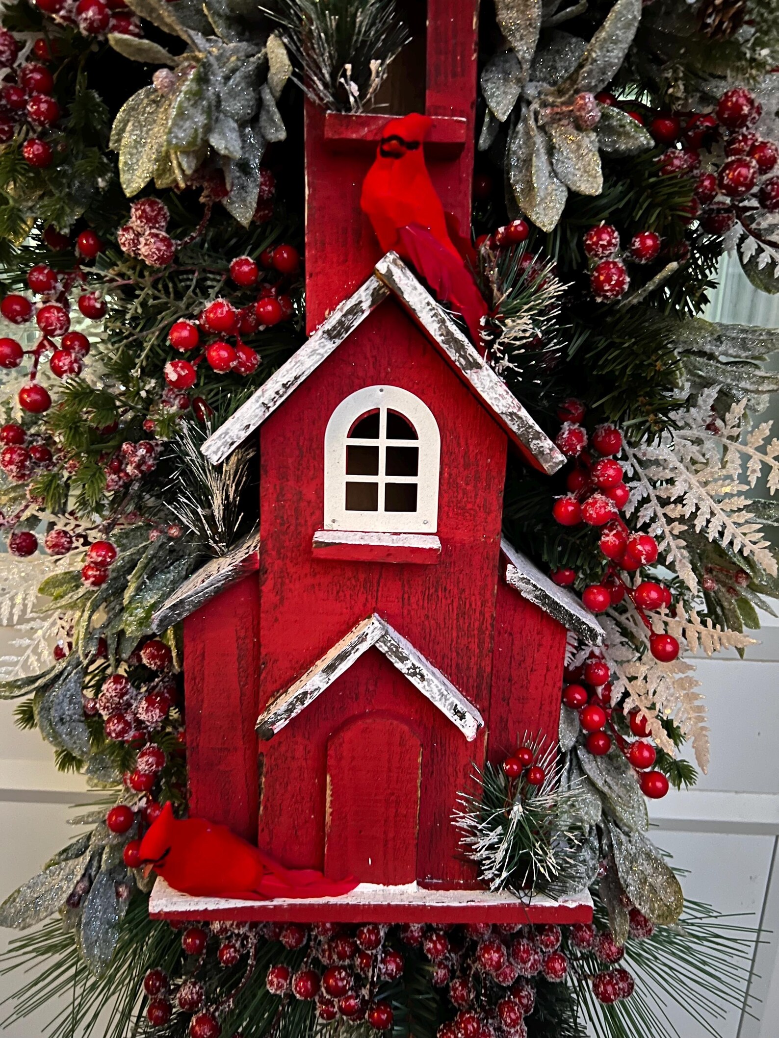 Christmas Berry Wreath Swag With Church - Etsy