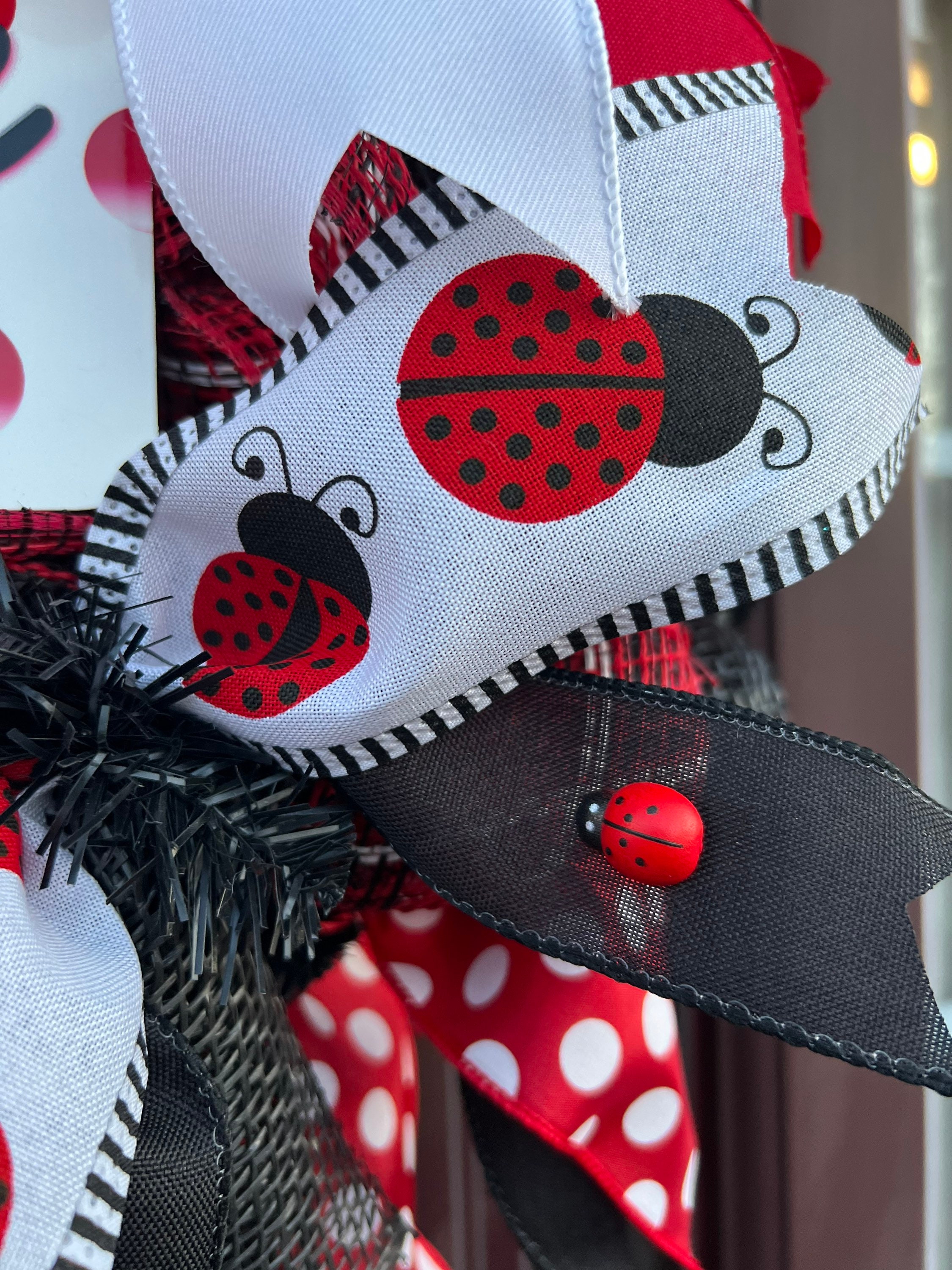 Lady Bug Poly Burlap Deco Mesh Welcome Wreath - Etsy