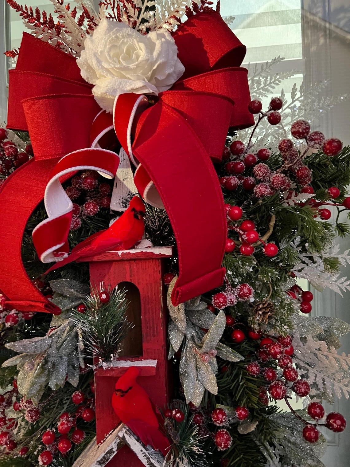 Christmas Berry Wreath Swag With Church - Etsy