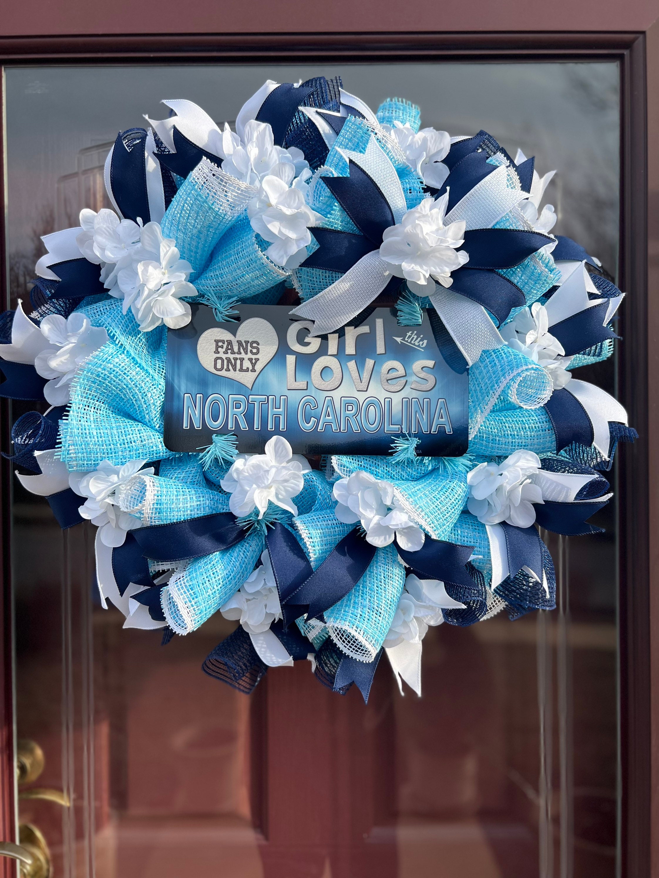 UNC Tarheels Deco Mesh Wreath - Etsy