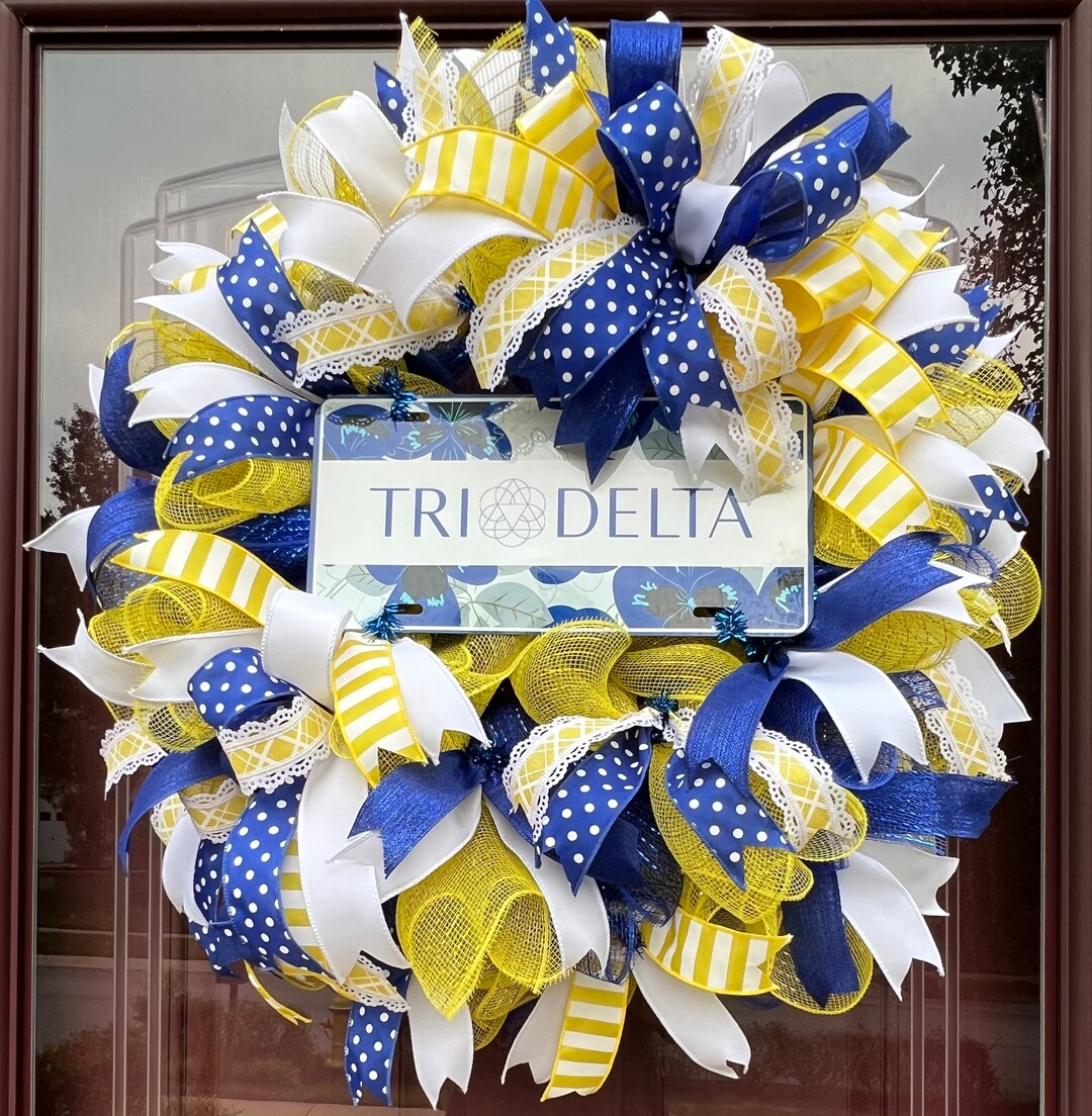 Delta Delta Delta (tri Delta) Sorority Deco Mesh Wreath - Etsy