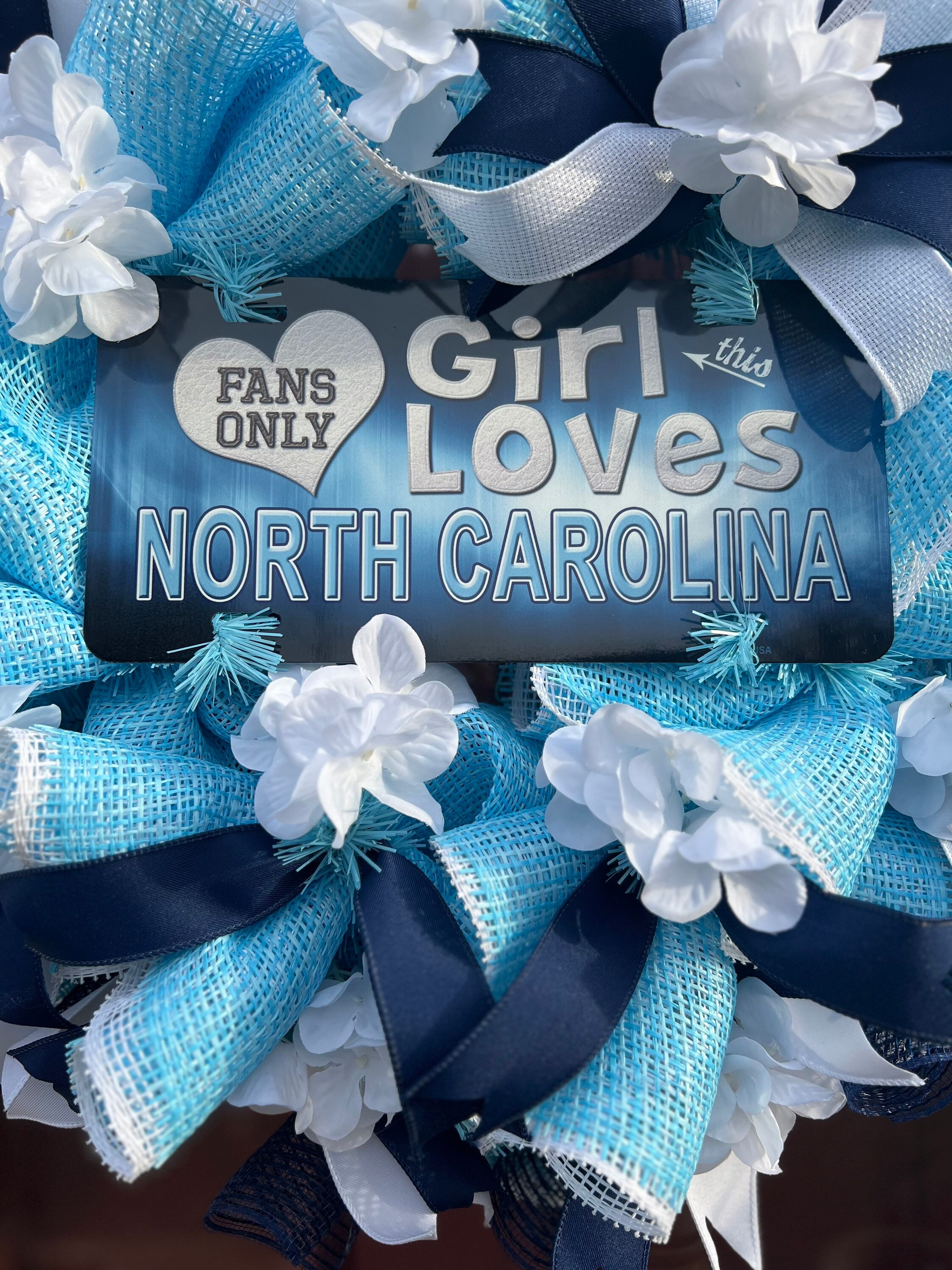 UNC Tarheels Deco Mesh Wreath - Etsy