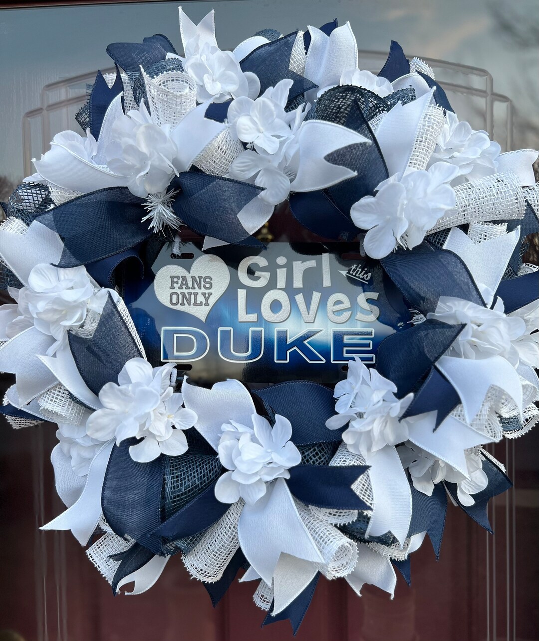 Duke University Blue Devils Poly Burlap Deco Mesh Wreath - Etsy