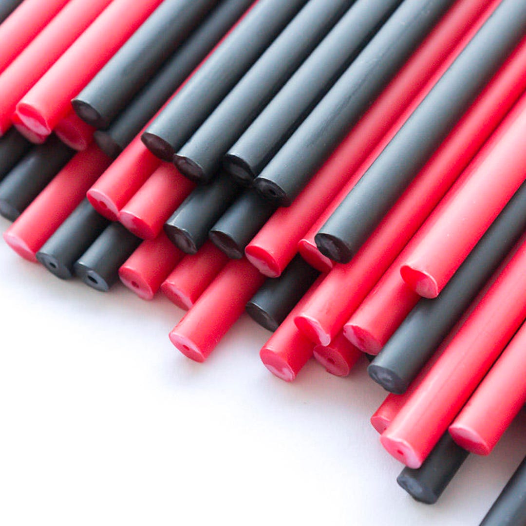 X50 Devilishly Red Plastic Lollipop Sticks 150mm X 4.5mm Red & Black ...