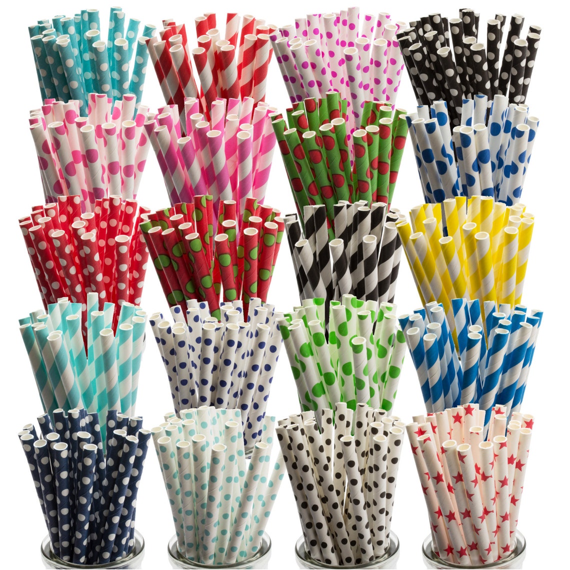 Pack of 25 Striped Paper Drinking Straws, Retro Vintage Cake Pop ...
