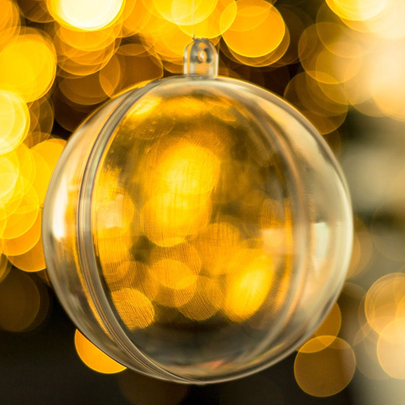 X10 Clear Baubles Empty Fillable Christmas Tree Decorations 80mm ...