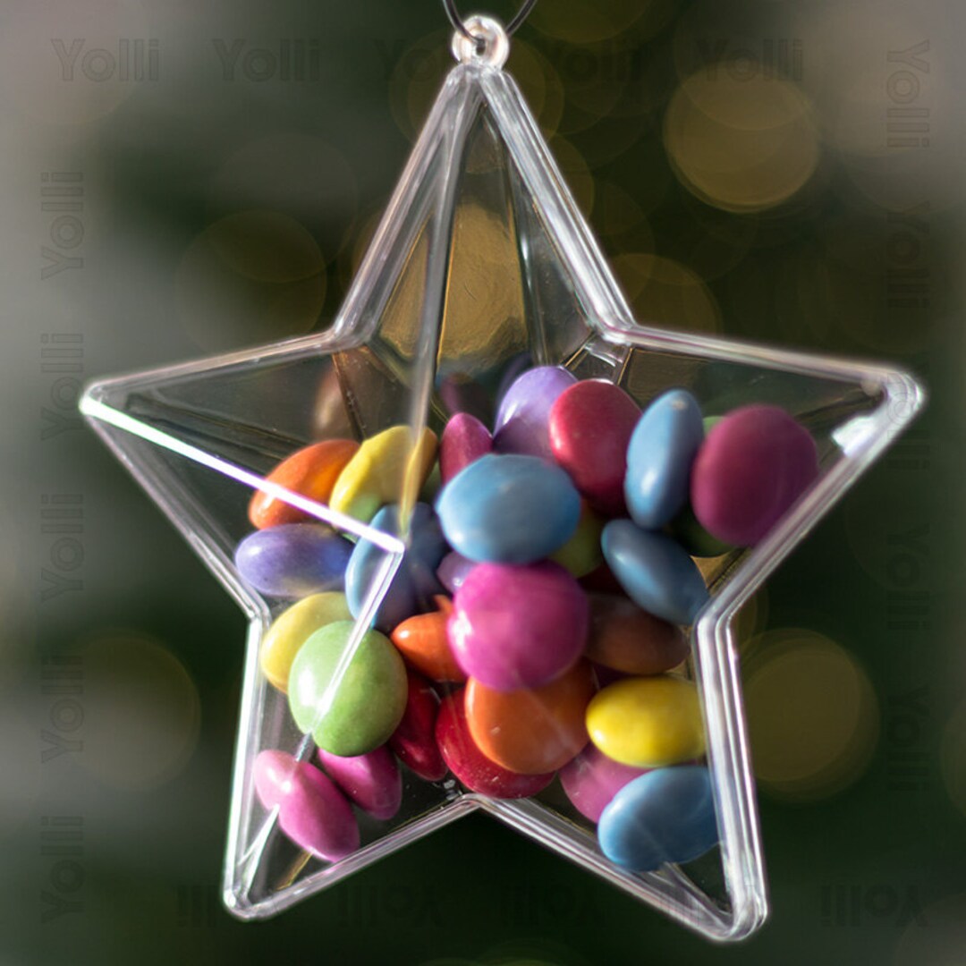 X100 Clear Plastic Star Shaped Christmas Decorations 80mm Ornament ...