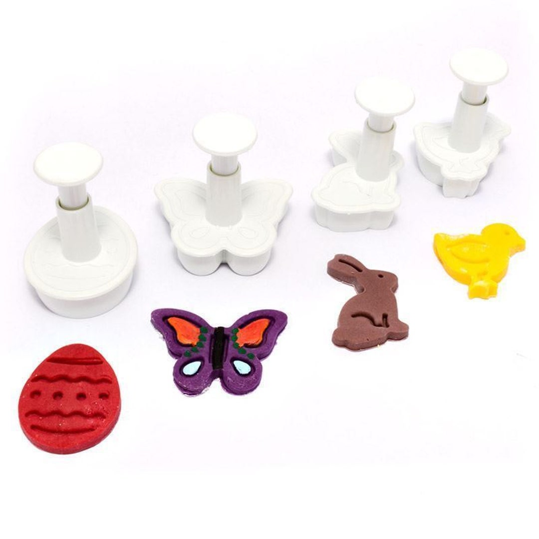 Fondant Cutter Plunger Set 4 Pcs Easter Bunny Egg Chick Butterfly - Etsy UK