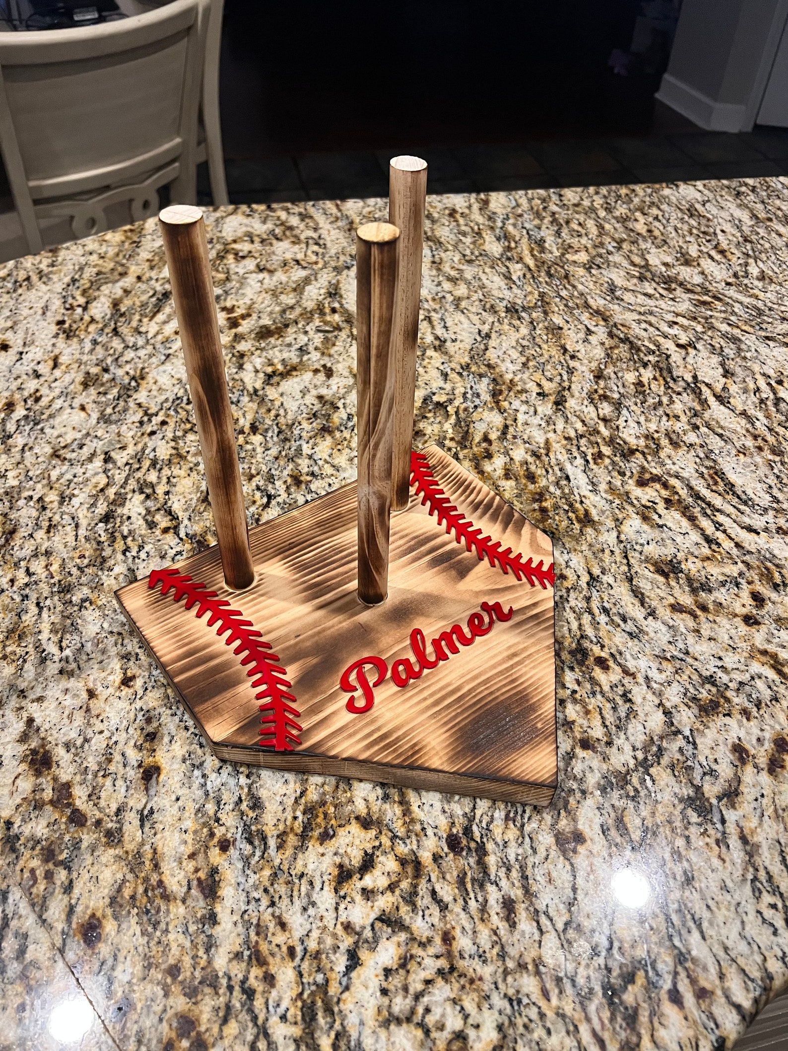 Homeplate Style Ring Holder Stand With Raised Acrylic Lettering and ...
