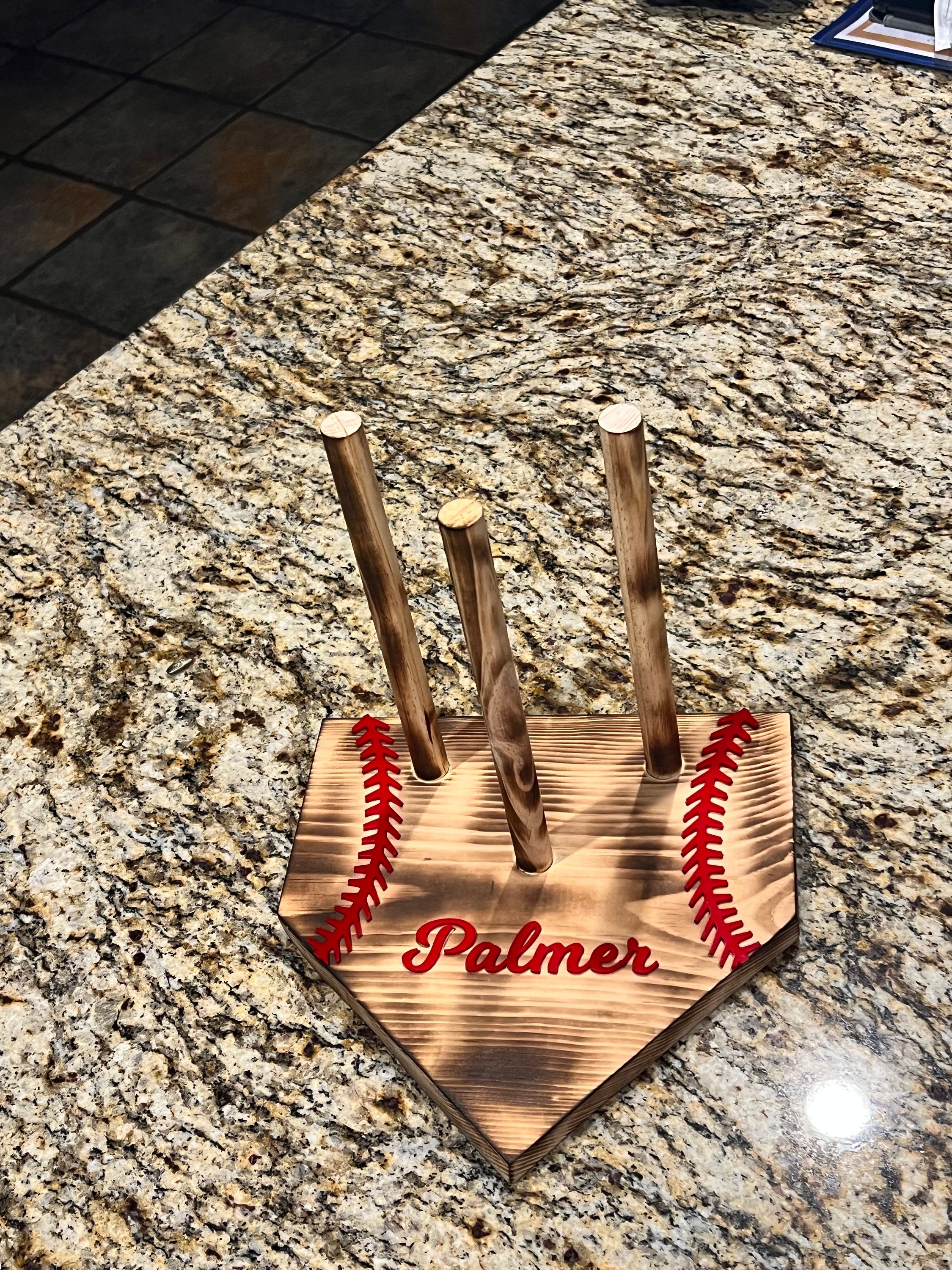 Homeplate Style Ring Holder Stand With Raised Acrylic Lettering and ...