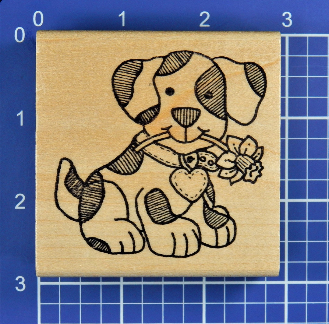 PUPPY DOG, Wood Mounted Rubber Stamp, Azadi Earles - Etsy