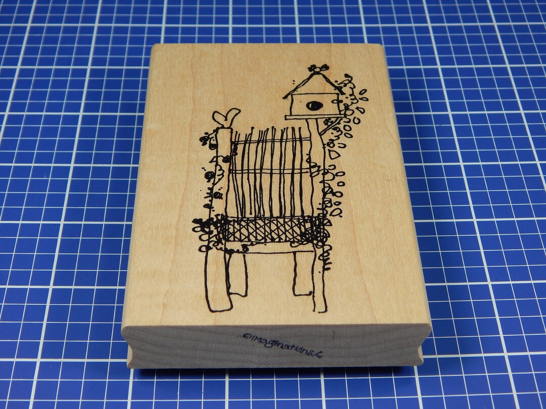 Wood Mounted Rubber Stamp With Birdhouse Design - Etsy