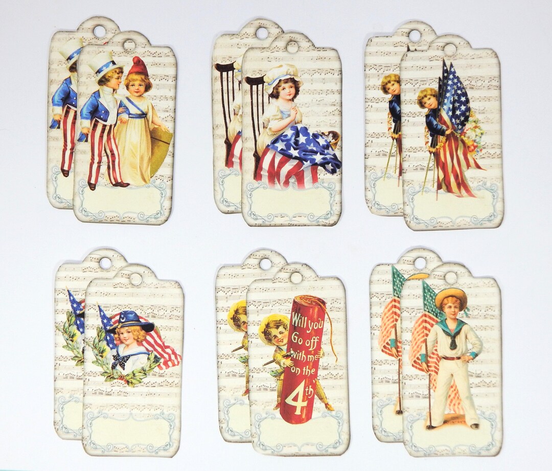 12 Large PATRIOTIC FOURTH of JULY Tags, 4-1/4" X 2-1/4" - Etsy