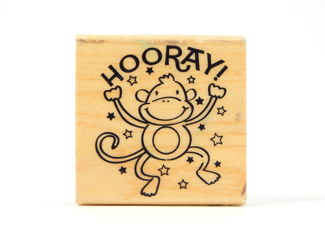 HOORAY! Monkey, Mounted Rubber Stamp, Recollections - Etsy