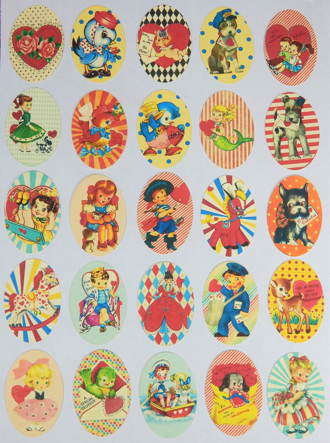 25 "retro" Valentine Ovals, Punchies / Die Cuts - Etsy