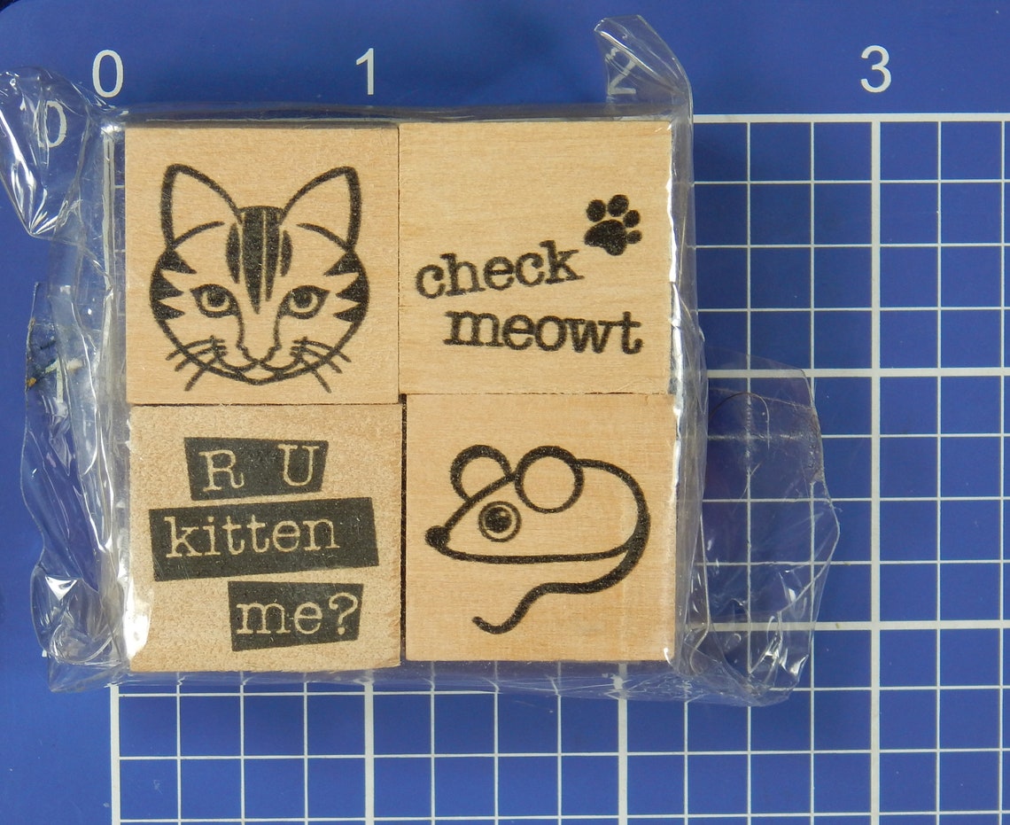 CAT MOUSE Mounted Rubber Stamps by Recollections - Etsy