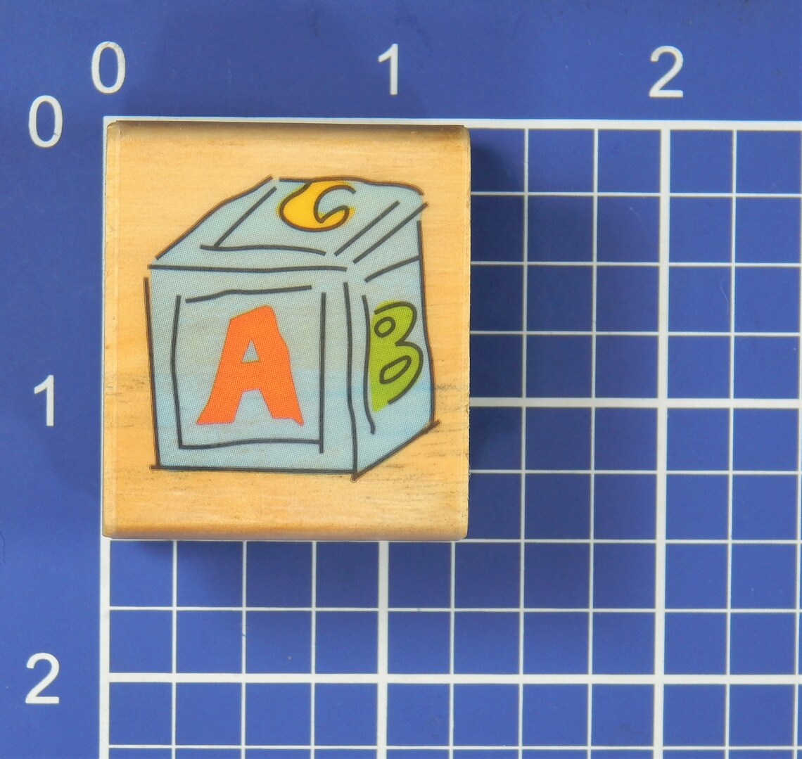 ABC WOOD BLOCK Mounted Rubber Stamp Unbranded - Etsy