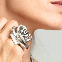 Large Rose Flower Ring STERLING SILVER 925 Massive Rose Floral ...
