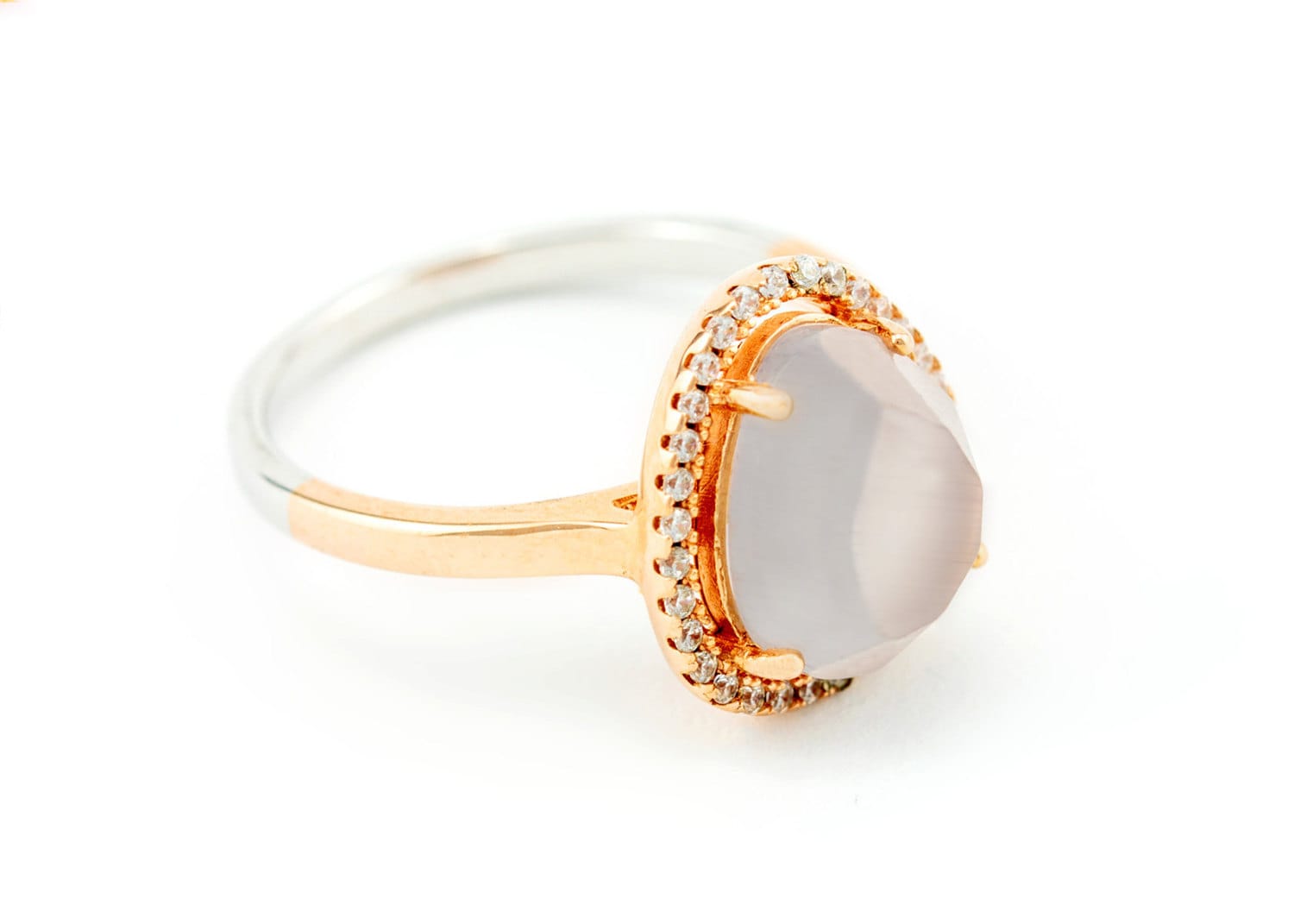 925 Sterling Silver Ring Plated With 14k Rose Gold Agate - Etsy Israel