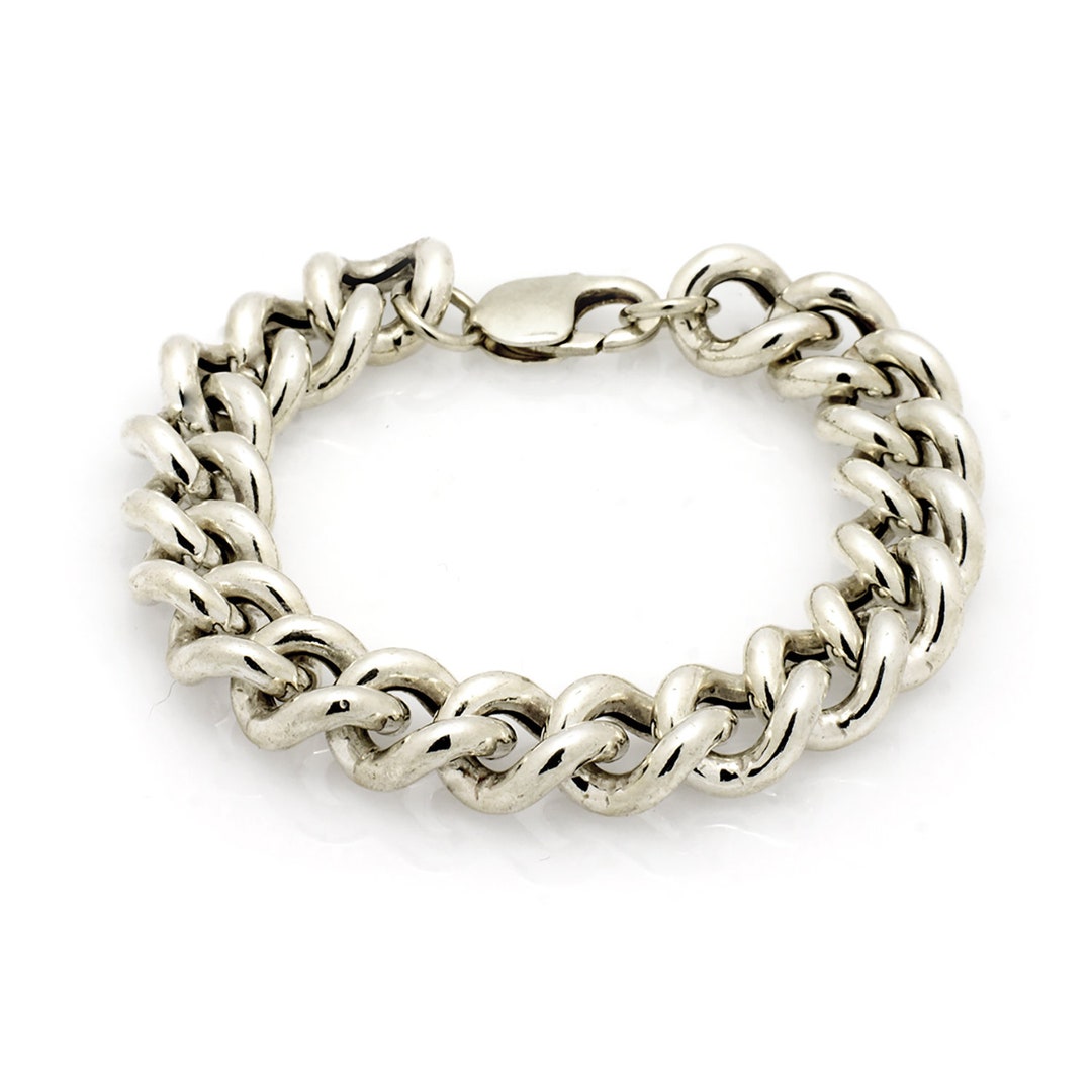 Men's Rolo Chain Bracelet, Silver Chain Bracelet for Men, Cuban Link ...