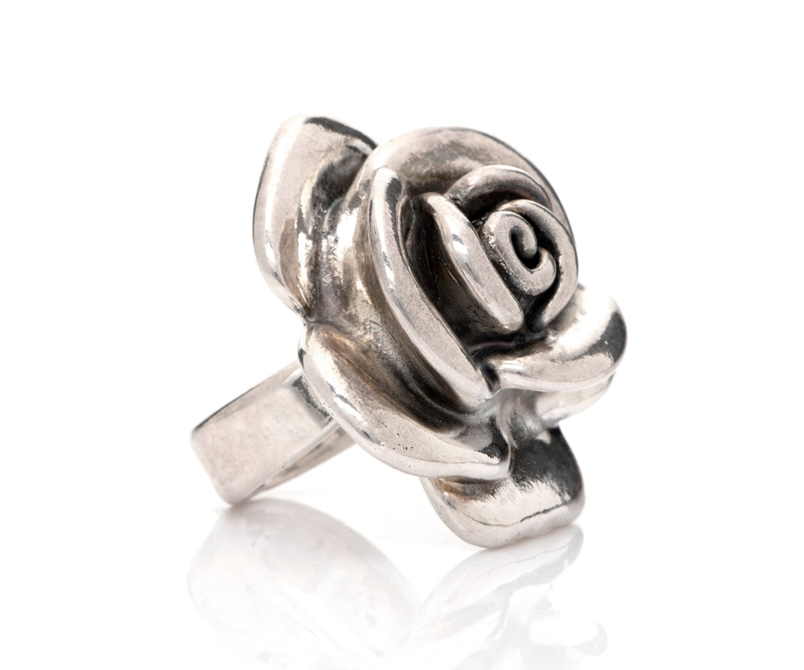 Big Rose Flower Ring for Women Large Silver Flower Ring - Etsy