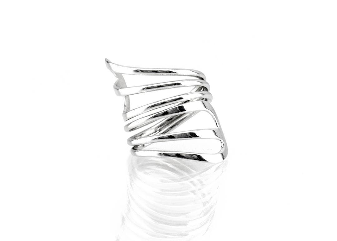 Spiral Ring, Swirling Ring, 14k White Gold Ring, Strand Ring, Wrap ...
