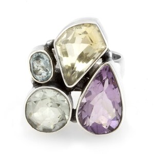 Statement Multi Stone Ring for Women, Amethyst Ring, Topaz Ring, Quartz ...