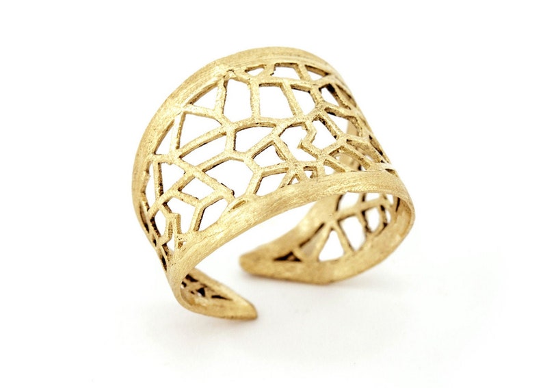 14k Gold Lace Ring With a Matt Finish Adjustable Between - Etsy