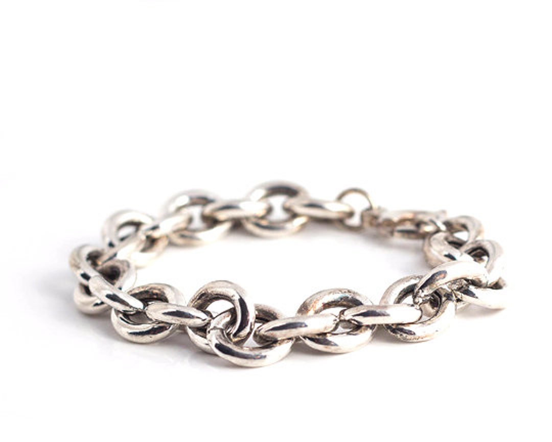 925 Sterling Silver Chunky Chain Bracelet - Statement Bracelet ...