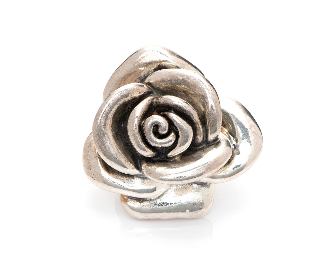Big Rose Flower Ring for Women Large Silver Flower Ring - Etsy