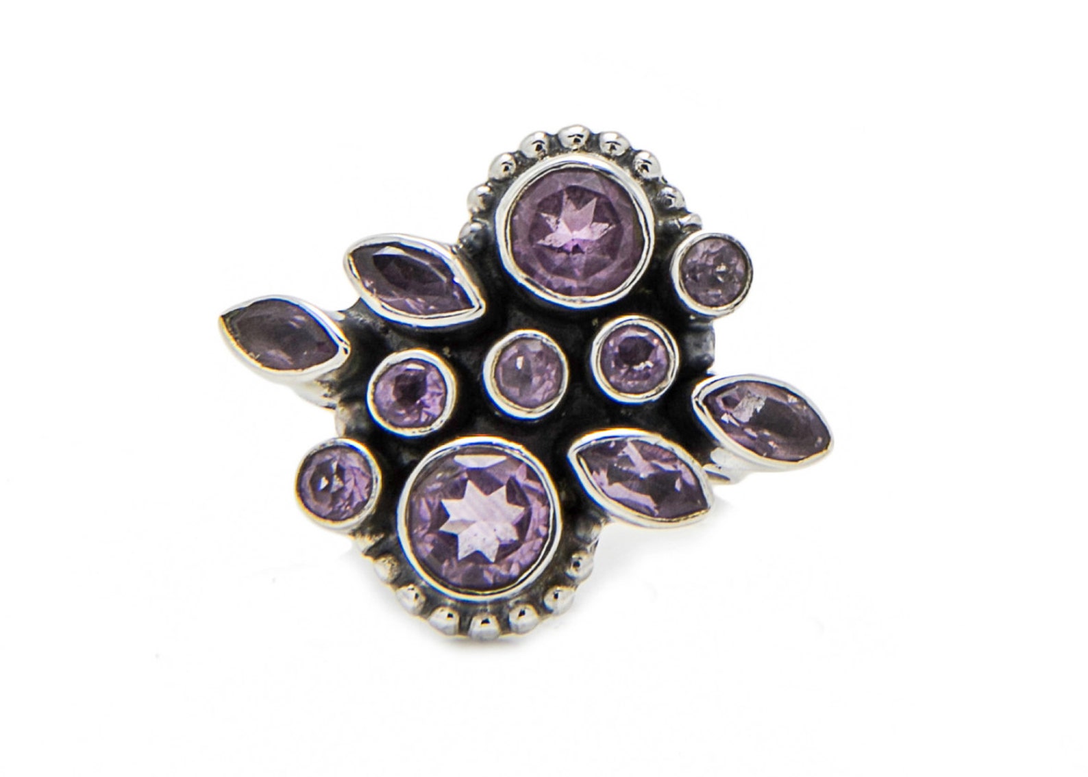 Purple Amethyst ring Retro style ring purple wave silver | Etsy