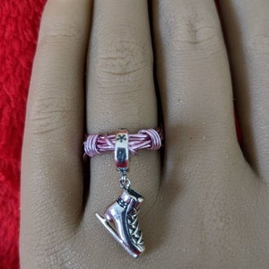 For the Figure Skater in Your Life a Figure Skate Charm Ring. Pink Wire ...