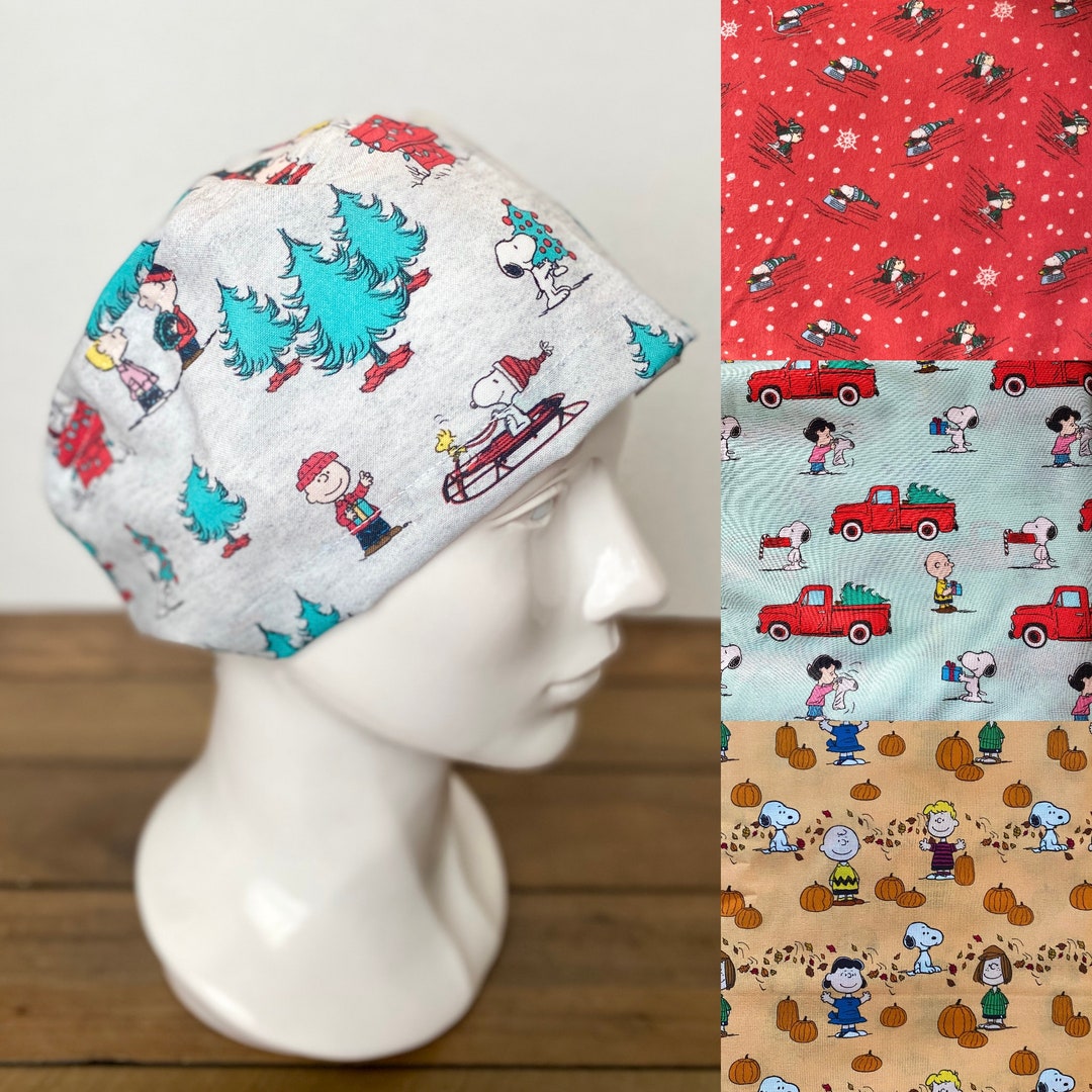 Holiday Fall Winter Spring Snoopy Cotton Scrub Cap/ Surgical Hat Women ...