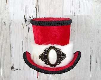 Red, Gold, and White Poinsettia Medium Mini Top Hat Fascinator, Alice ...