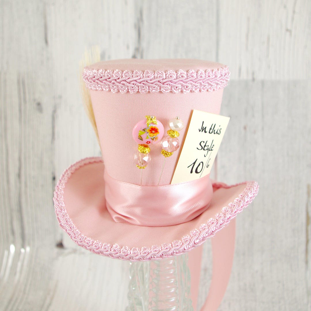 Light Pink Mad Hatter Style Medium Mini Top Hat Fascinator, Alice in ...