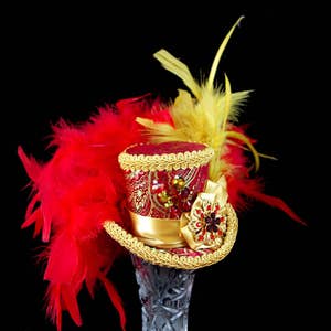 Red Adn Gold Damask Rosette Small Mini Top Hat Fascinator, Alice in ...