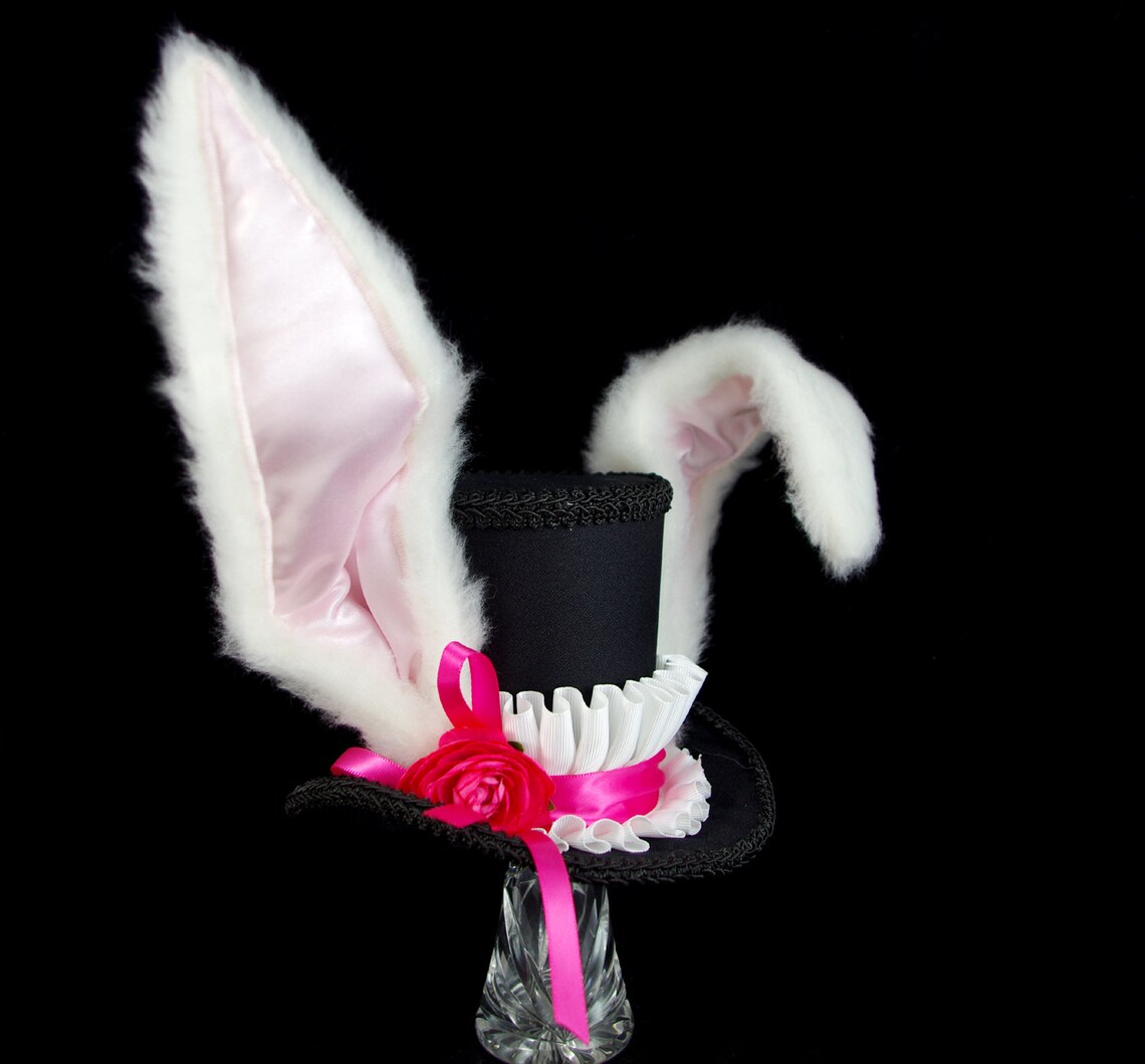 Meroko Inspired Cosplay Hat Black White and Pink Bunny | Etsy