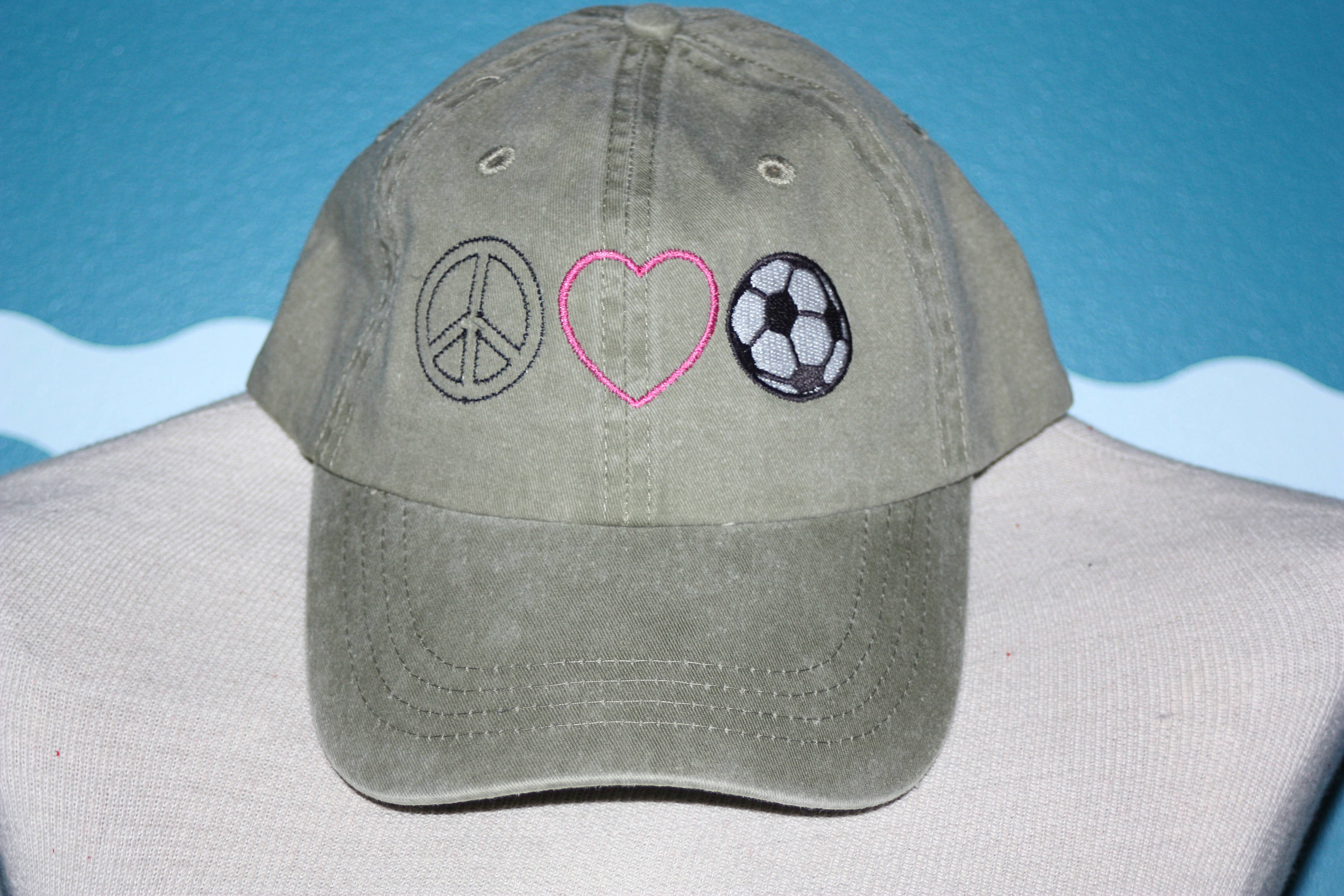 Custom Baseball Cap Peace Love Soccer Embroidered Baseball | Etsy