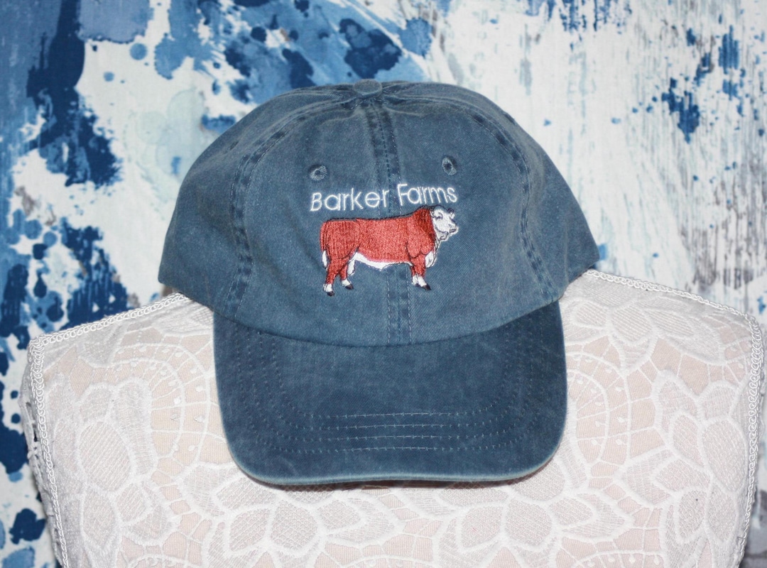 Hereford Cow Farm Embroidered Baseball Cap - Embroidered Cow Hat ...