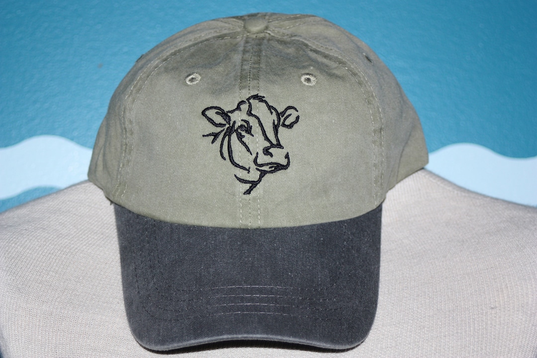 Cow Head Baseball Cap - Embroidered Cow Hat - Custom Cattle Ball Cap ...