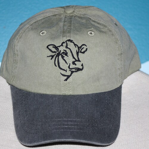 Cow Head Baseball Cap Embroidered Cow Hat Custom Cattle - Etsy