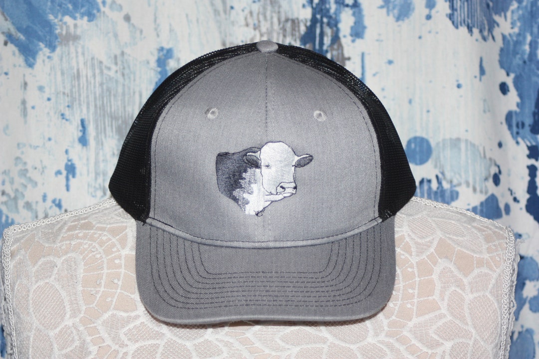 Black Baldy Cow Head Baseball Cap Embroidered Hat Custom Cattle Ball ...