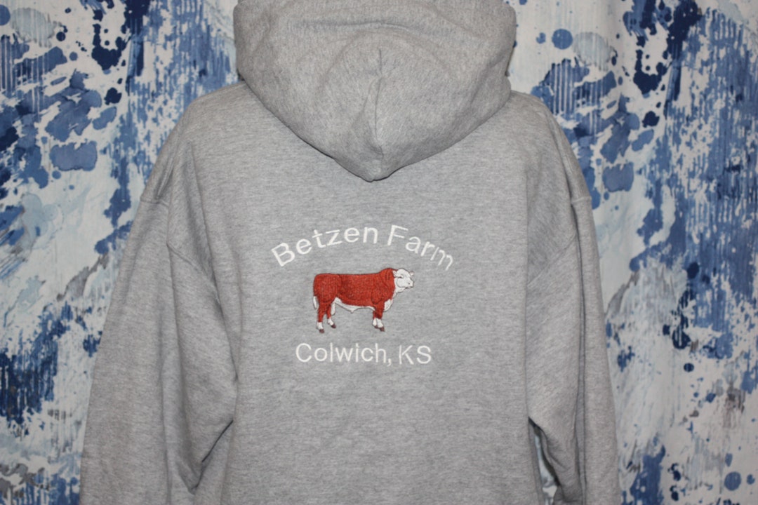 Hereford Beef Cow Hooded Sweatshirt - Custom Embroidered Shirt - - Etsy