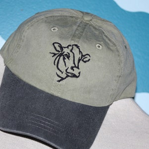 Cow Head Baseball Cap - Embroidered Cow Hat - Custom Cattle Ball Cap ...