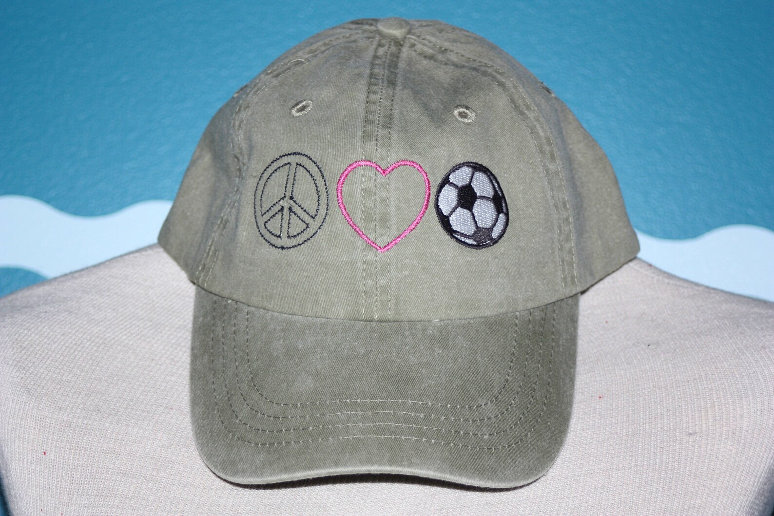 Custom Baseball Cap Peace Love Soccer Embroidered Baseball | Etsy