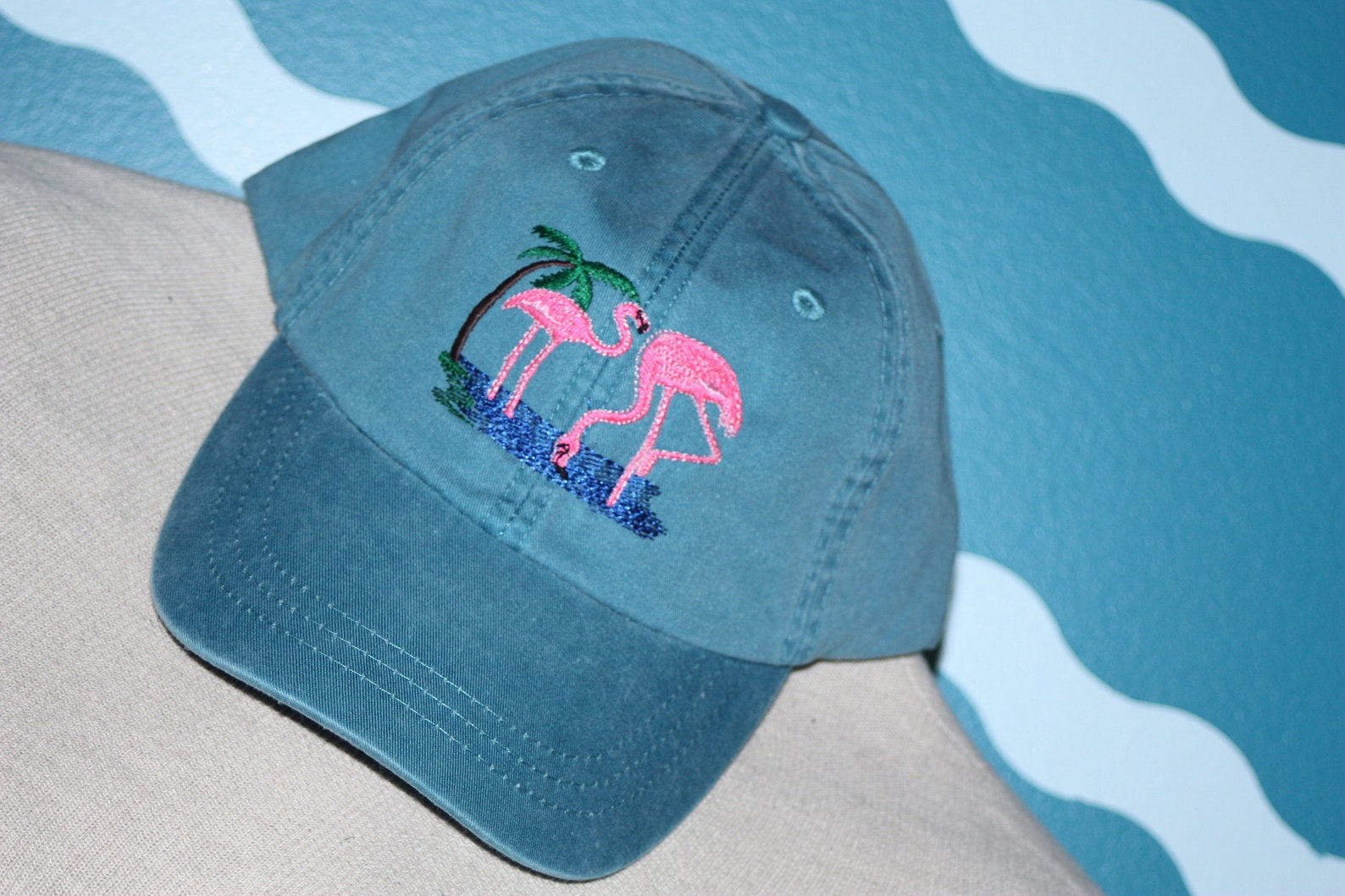 Embroidered Pink Flamingo Baseball Cap Custom Summer Beach - Etsy