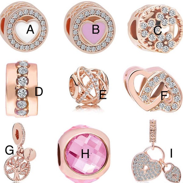 Rose Gold Pandora Charms - Etsy