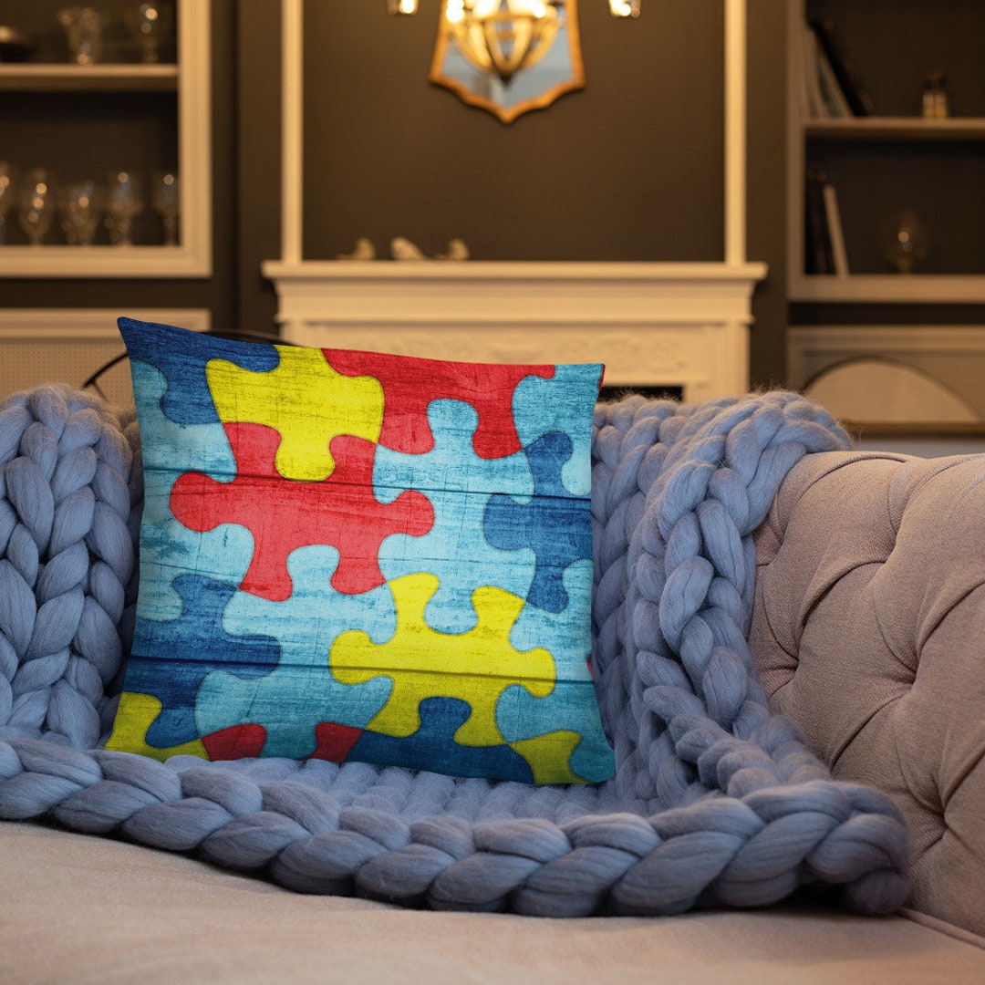Autism Awareness Puzzle Piece Basic Pillow Square or Rectangle Custom ...