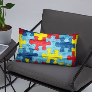 Autism Awareness Puzzle Piece Basic Pillow Square or Rectangle Custom ...